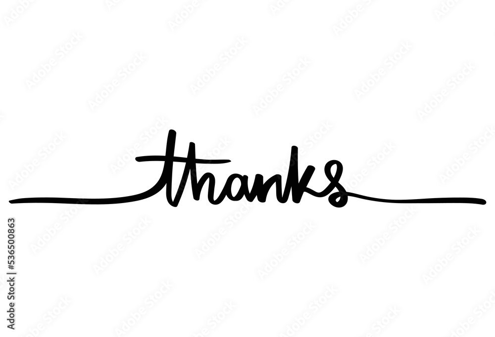 Thanks. Hand lettering handwriting typography calligraphy word, thank ...