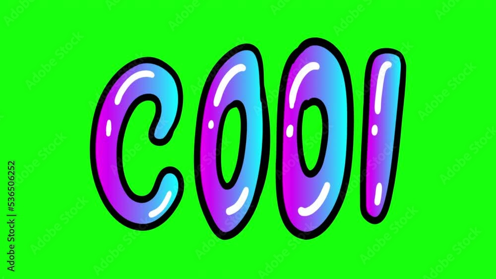 Animated Neon Doodle Style Cool Text Isolated on Chroma Green Screen ...