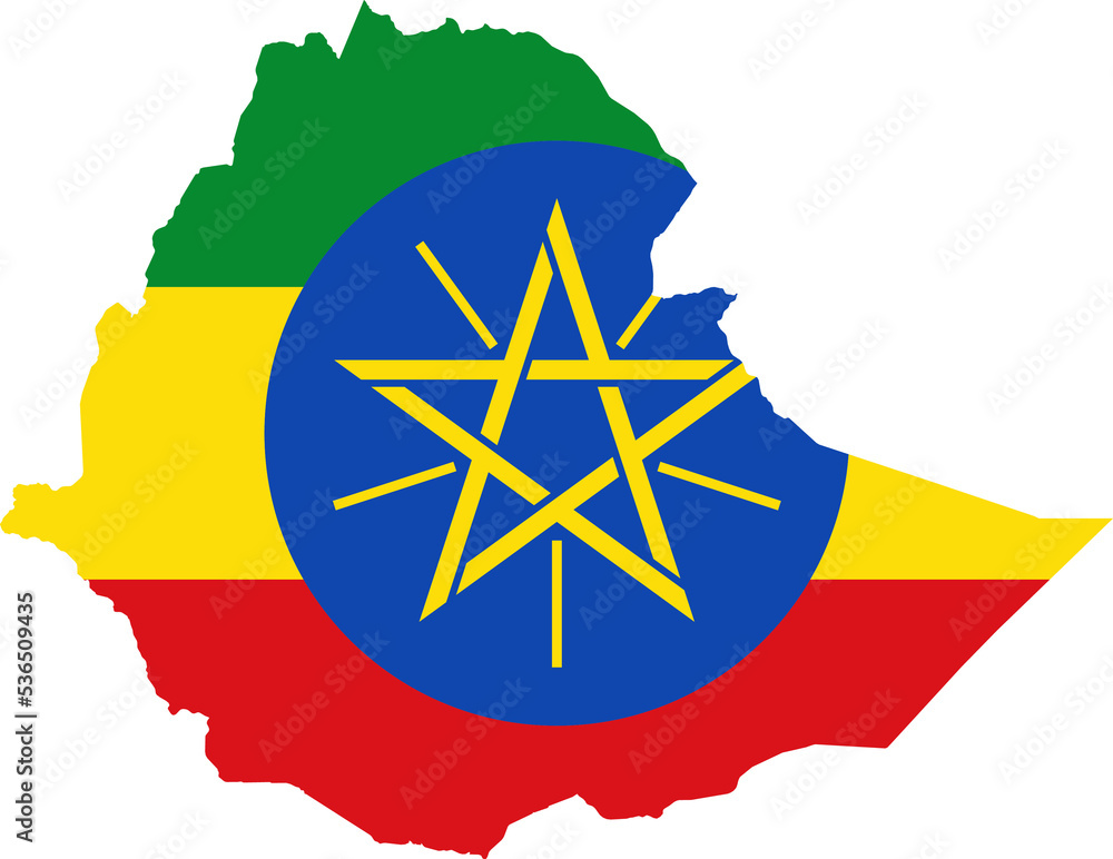 Ethiopia Map Flag. Ethiopian Border Boundary Country Shape Nation National Outline Atlas Flag ...