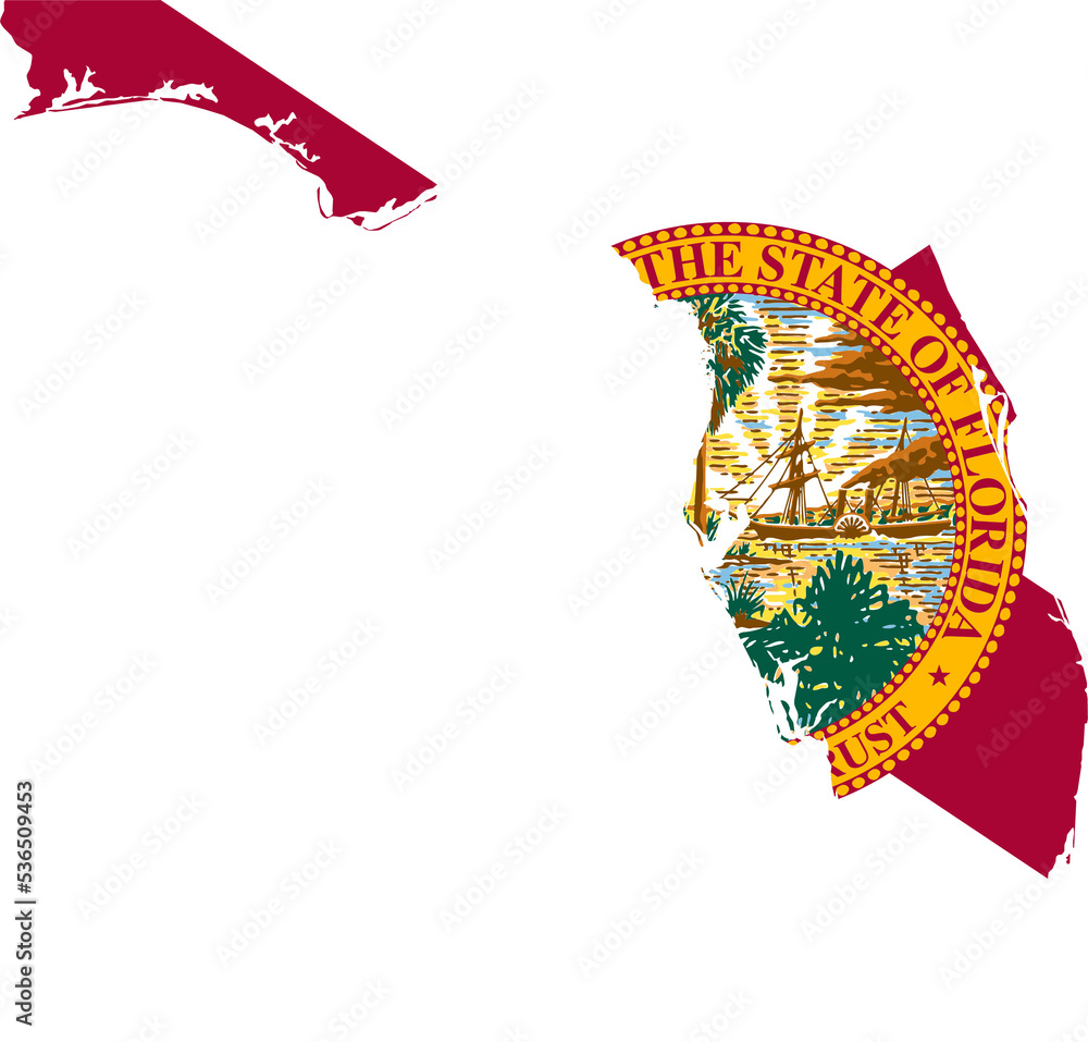 Florida USA Map Flag. FL US Outline Boundary Border Shape State Flag ...