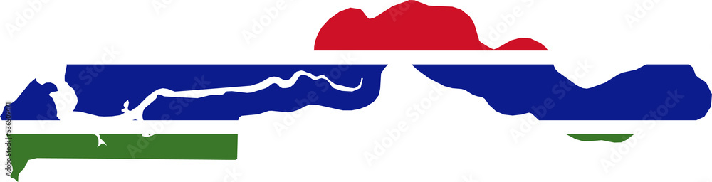 The Gambia Map Flag. Gambian Border Boundary Country Shape Nation ...