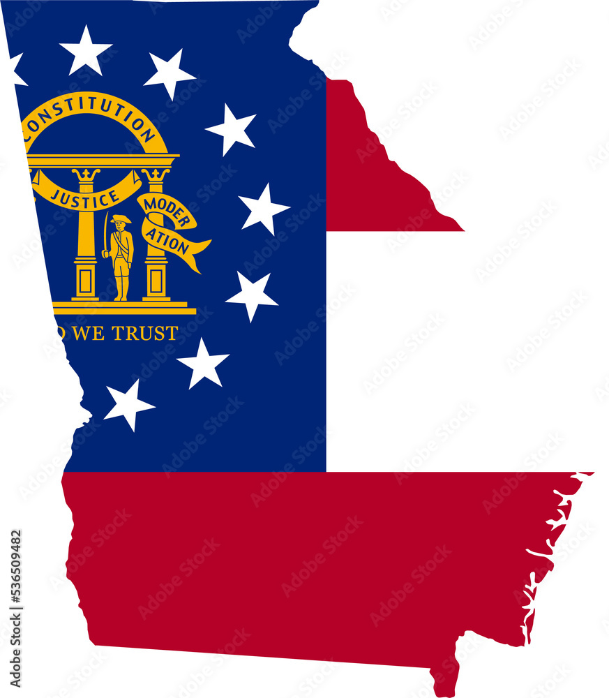 Georgia USA Map Flag. GA US Outline Boundary Border Shape State Flag ...