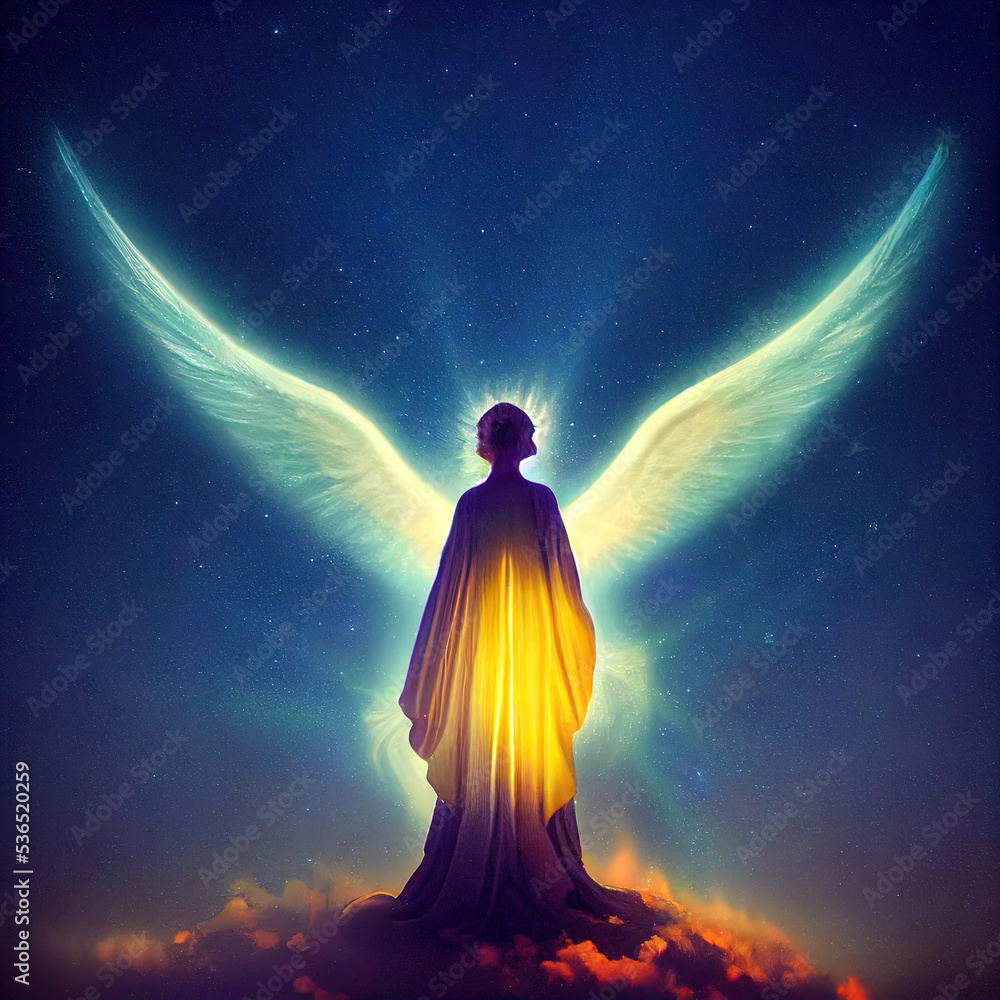 David with angel wings 3d illustrated Stock Illustration | Adobe Stock