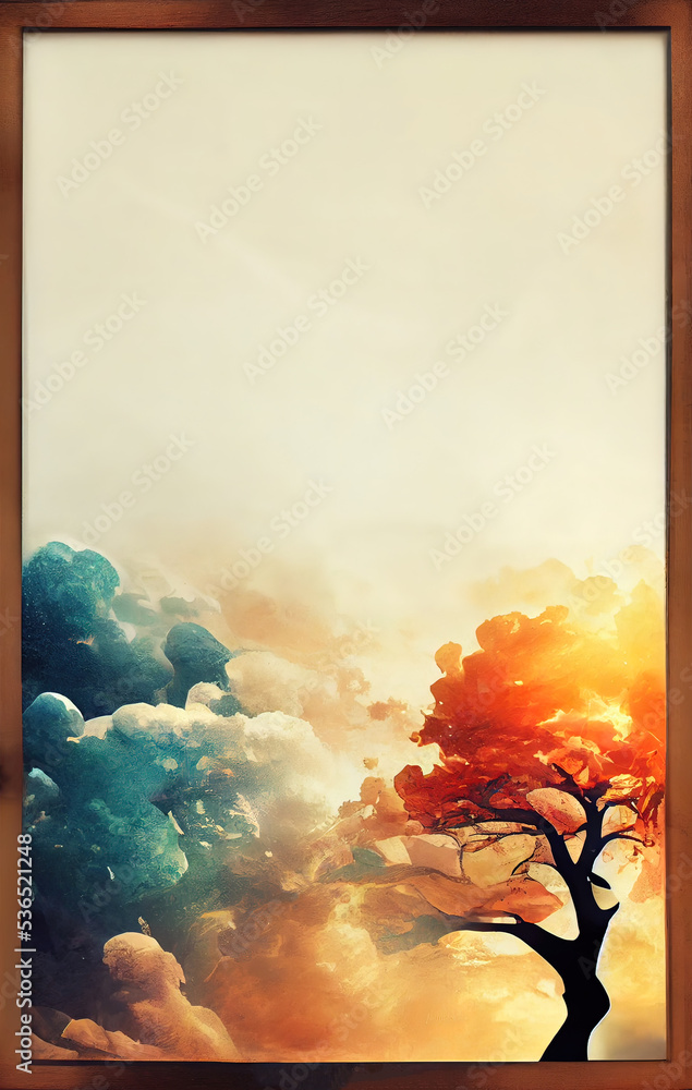 Nature themed frame with empty space 3d illustrated Stock Illustration ...