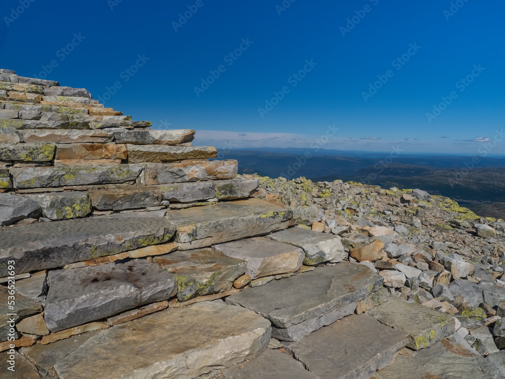 Climbing the Gaustatoppen peak, the highest mountain Telemark, Norway ...