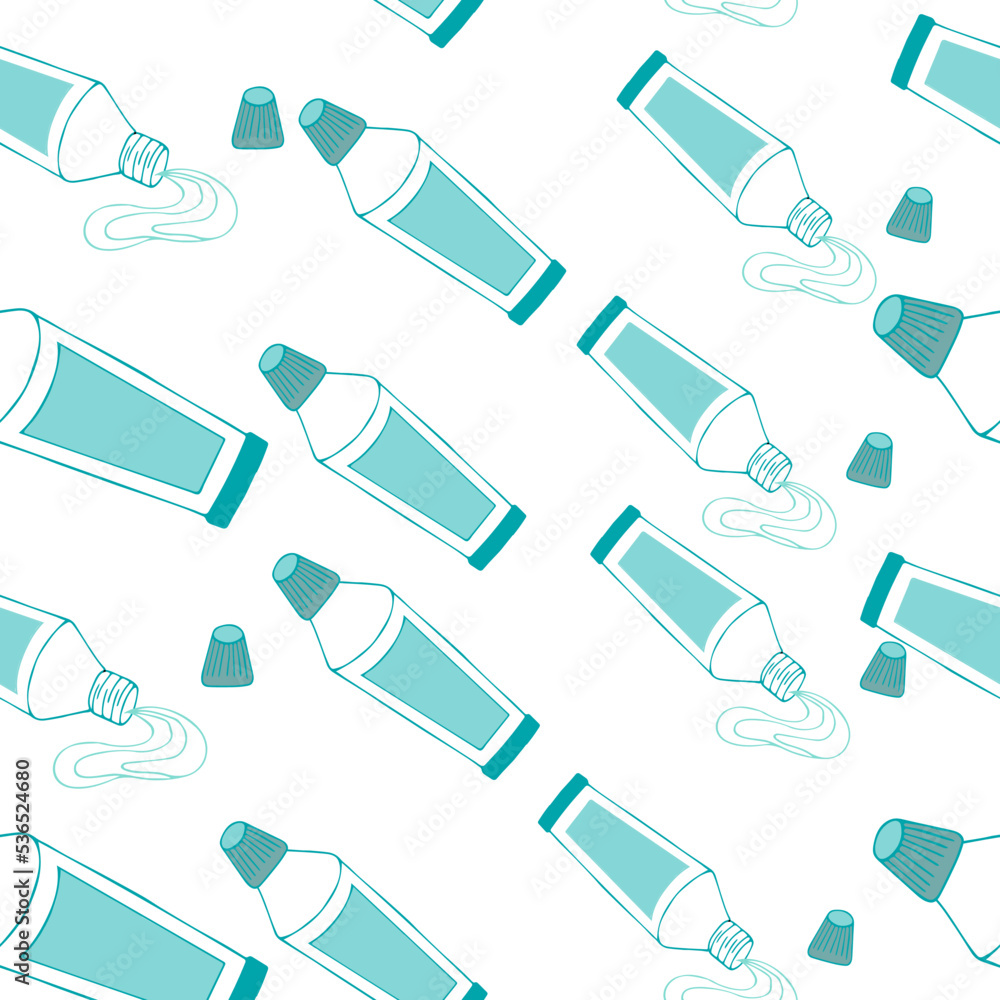 Seamless dental pattern toothpaste, brush and dental elements. For ...