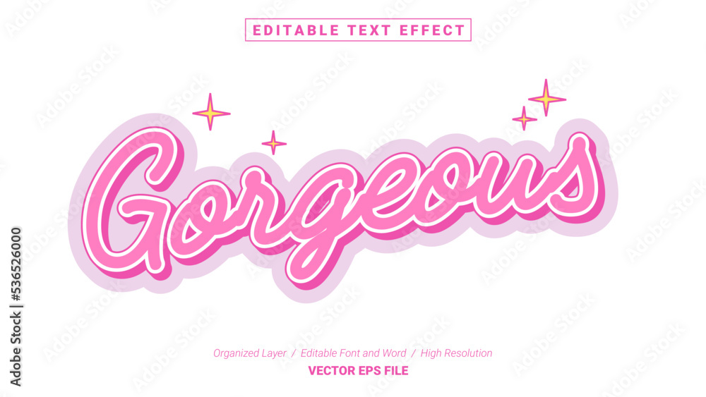 Editable Gorgeous Font Design. Alphabet Typography Template Text Effect ...