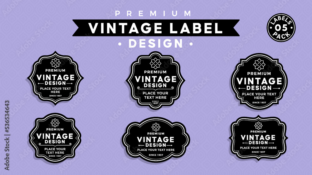 Set of Vintage Black Label Vector Design Elements for Identity ...