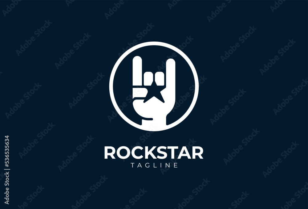 Rock Hand gesture logo, hand with star combination, vector illustration ...