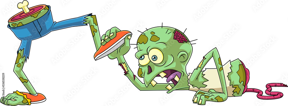 Crawling Zombie Cartoon Character. Hand Drawn Illustration Isolated On Transparent Background ...