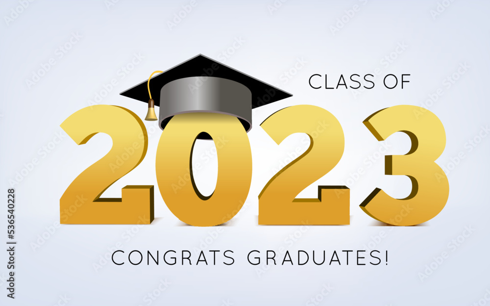 Graduation class of 2023 with cap. 3d vector illustration Stock Vector ...