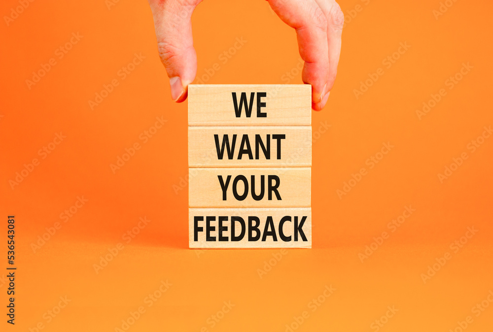 Support and we want your feedback symbol. Concept words We want your ...