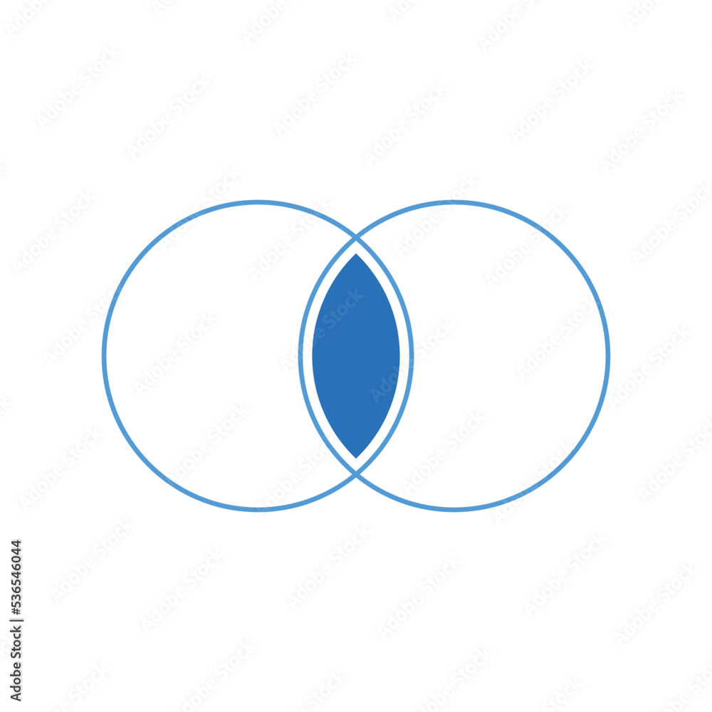 Intersection of two sets and venn diagrams in set theory. Stock ...