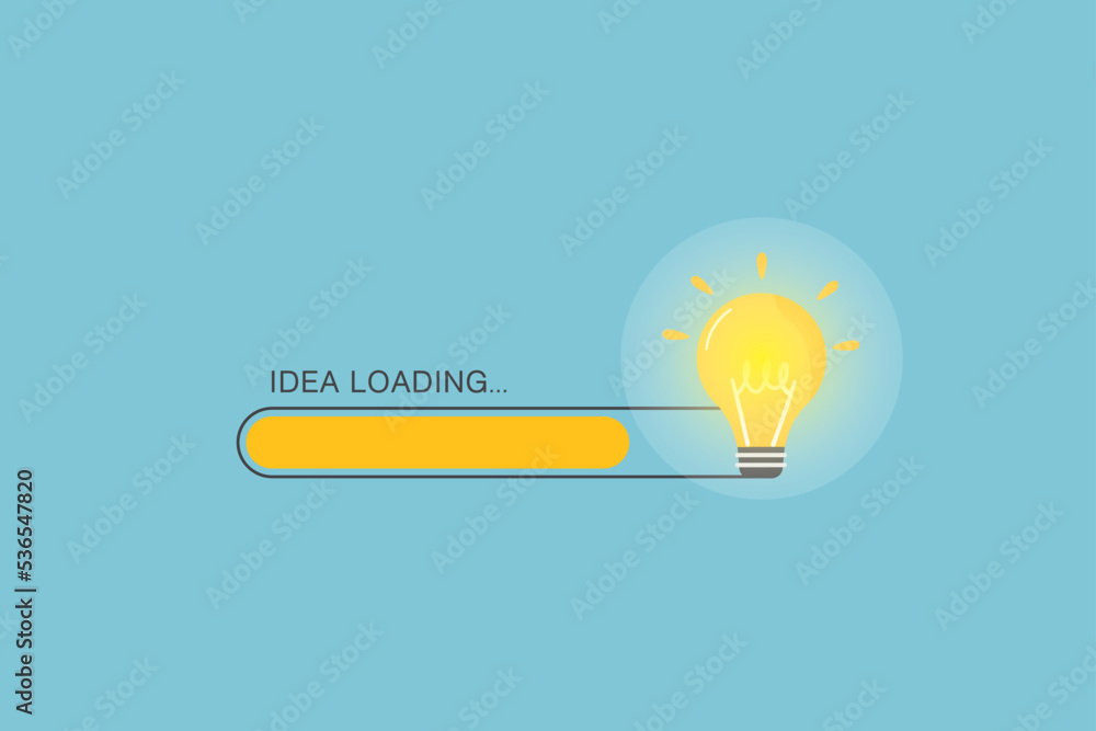 Idea loading concept with light bulb and loading bar. Big idea ...