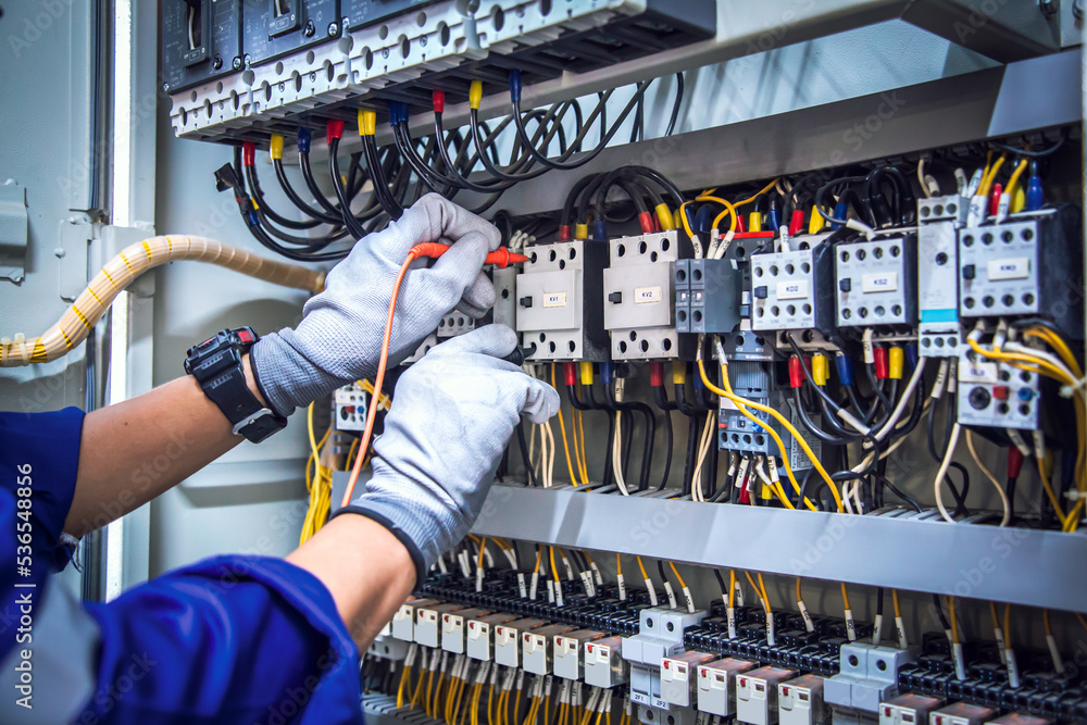 Electricity or electrical maintenance service, Engineer hand holding ...
