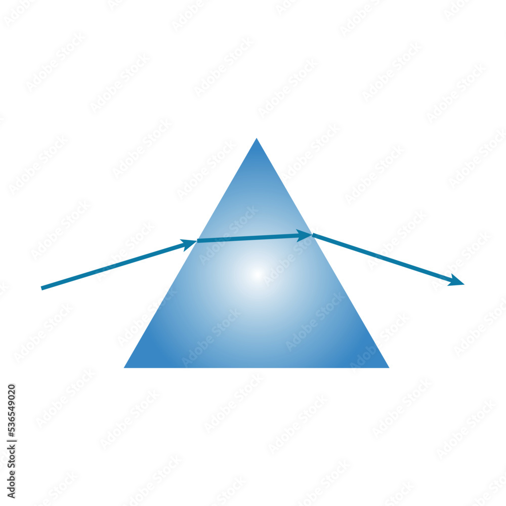 Refraction of light through a glass prism. Vector illustration isolated ...