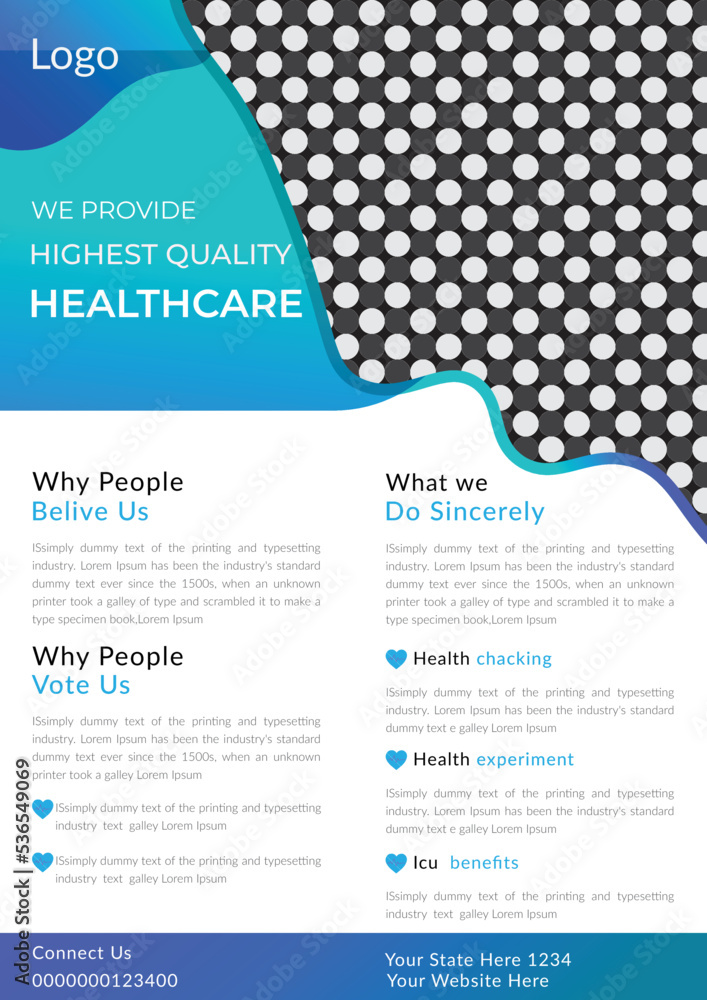 medical flyer design, vector layout template. text and element shape ...