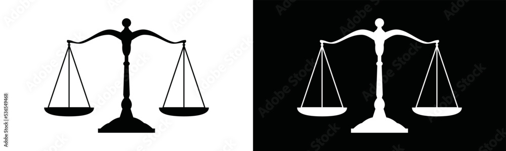 Scale icon vector. Justice scale symbol illustration. Law balance or ...