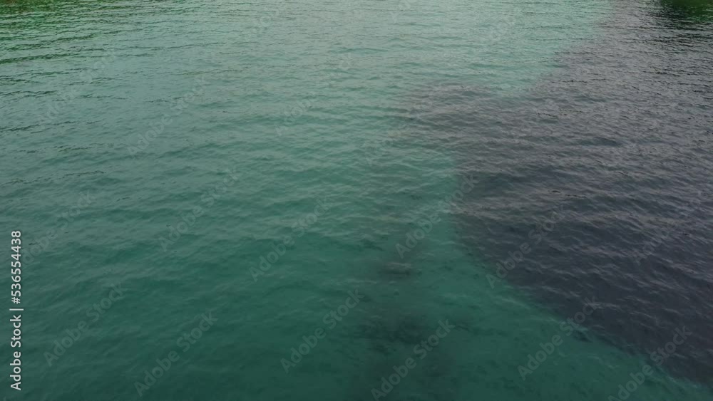 calm surface of the Adriatic sea captured by a low-flying drone, the ...