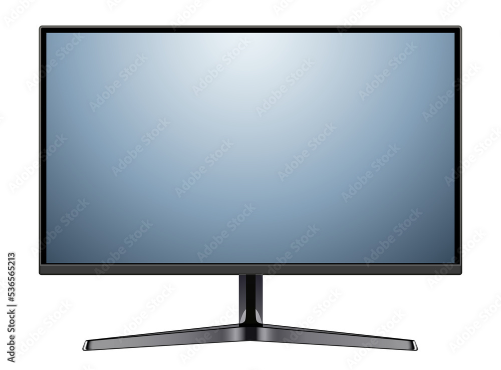 Computer monitor display isolated 3d icon, front view illustration ...