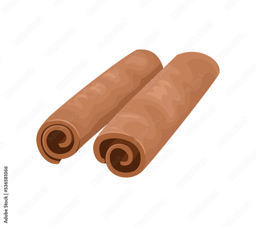 Cinnamon sticks isolated on white. Vector cartoon illustration of ...