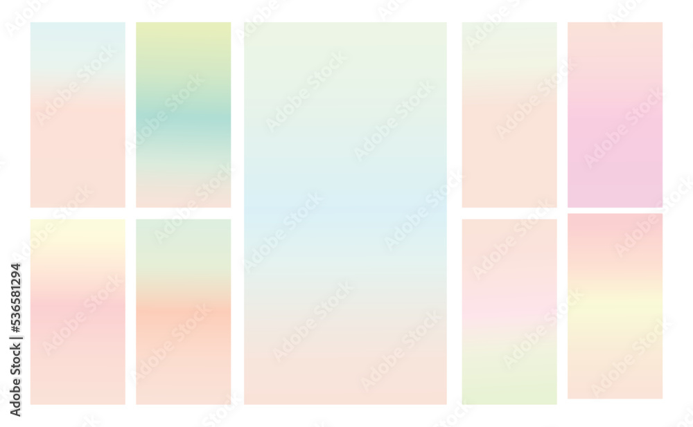 Set of multicolor Pastel gradient background. Soft pastel gradient ...