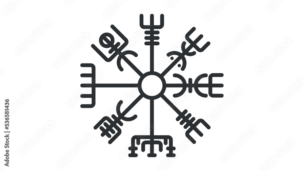 Vegvisir black silhouette on a white background. Stock Vector | Adobe Stock