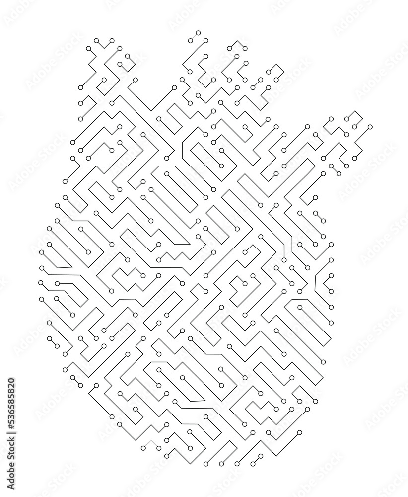 Human heart circuit board. Human heart technology. Artificial ...