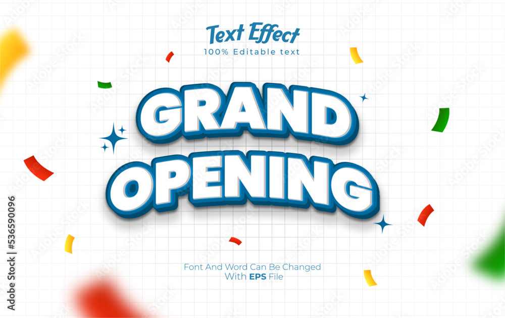 editable 3d grand opening text effect with white background and ...
