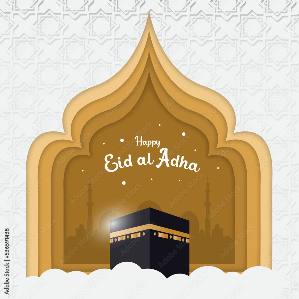 Happy mubarak eid al adha, islamic hajj greeting Stock Vector | Adobe Stock