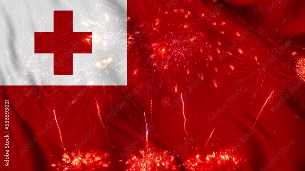 Vidéo Stock Tonga flag seamless animation with fireworks. Best stock of ...