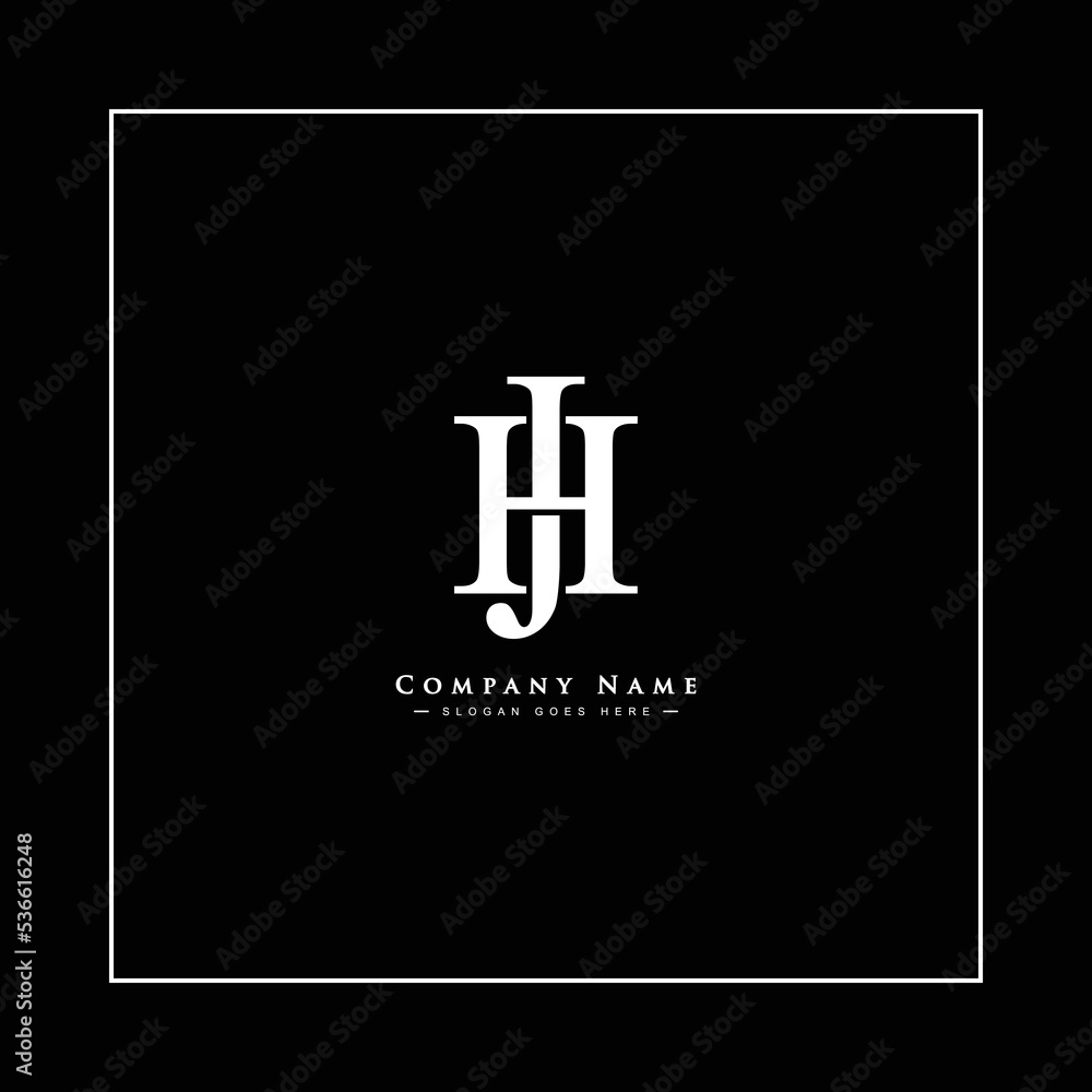 Initial Letter JH or HJ Logo - Minimal Monogram Logo for Alphabet J and ...