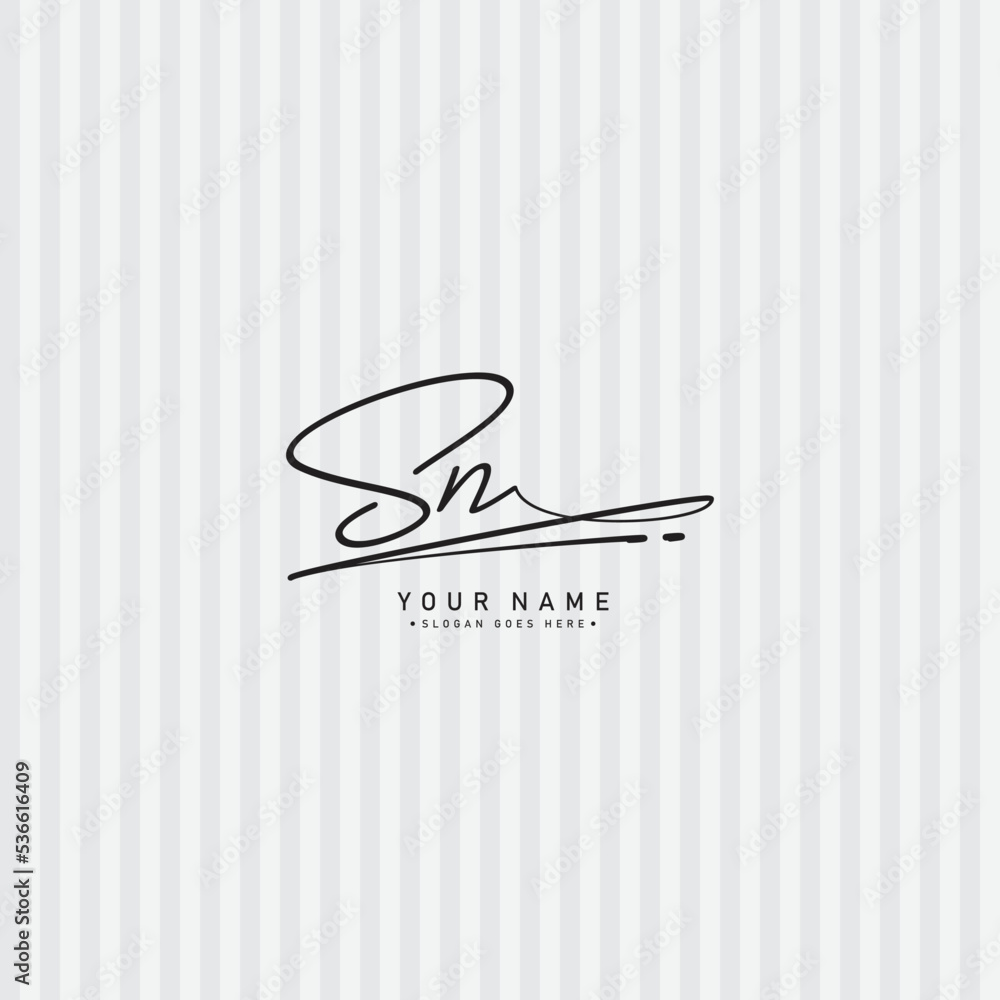 Initial Letter SN Logo - Hand Drawn Signature Logo Stock Vector | Adobe ...