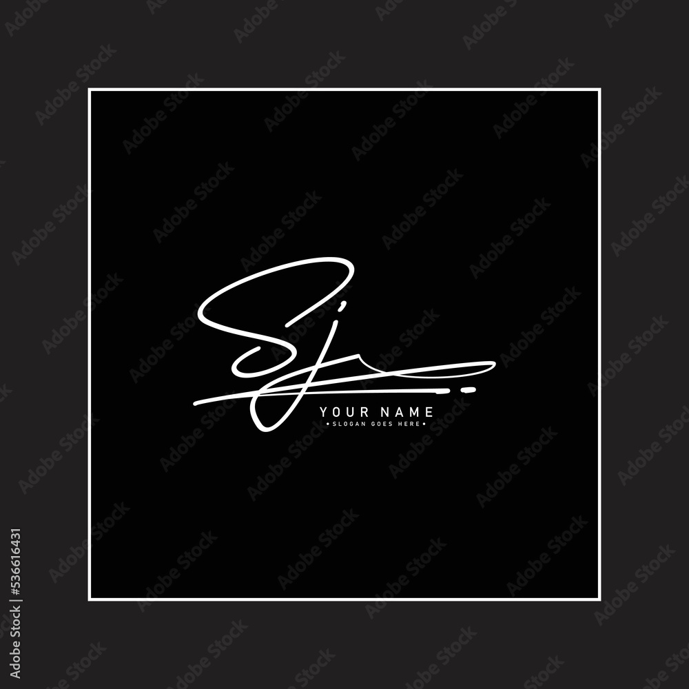 Initial Letter SJ Logo - Handwritten Signature Style Logo Stock Vector ...