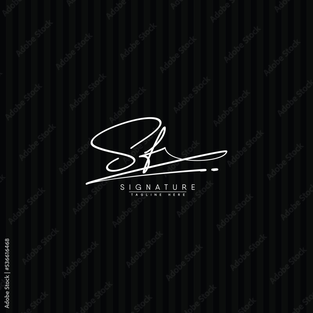 Initial Letter SF Logo - Handwritten Signature Style Logo Stock Vector ...