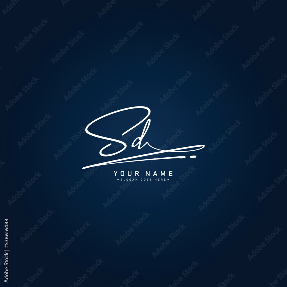SD Handwritten Signature logo - Vector Logo Template for Beauty ...