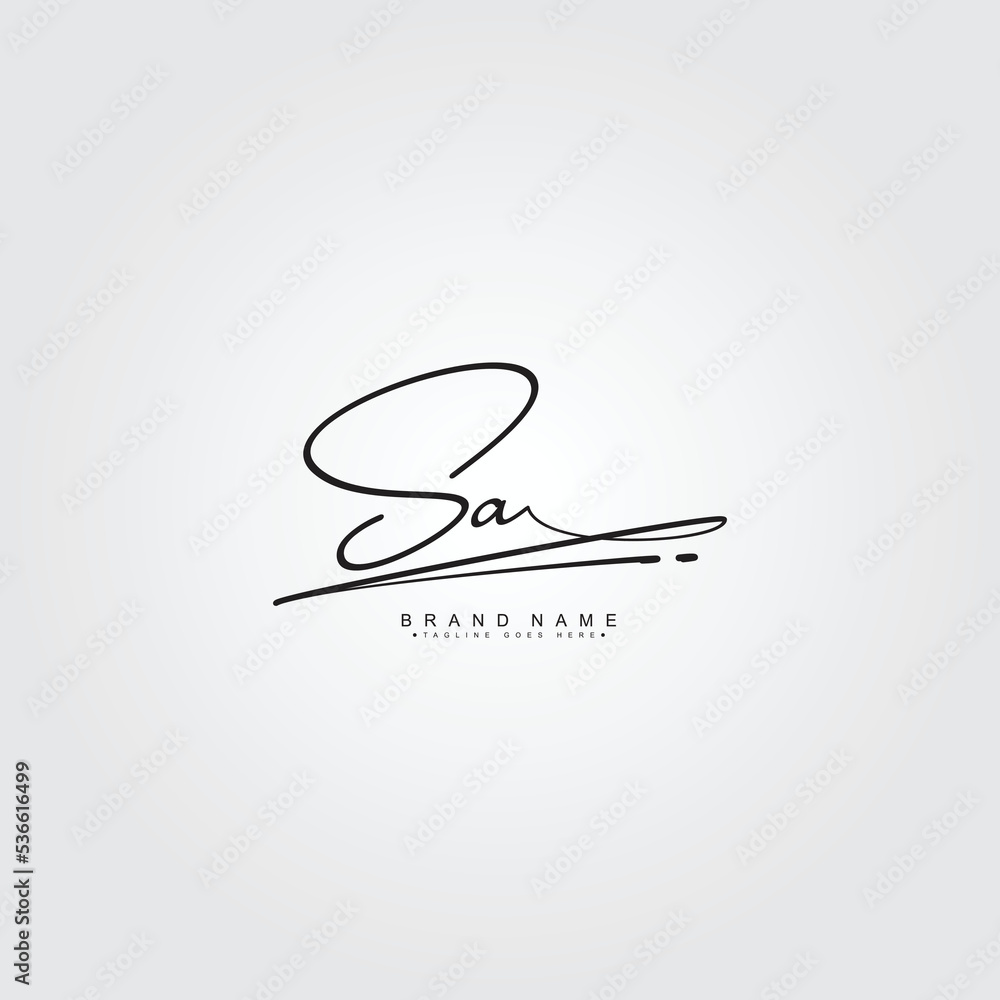 Initial Letter SA Logo - Handwritten Signature Logo for Monogram SA ...