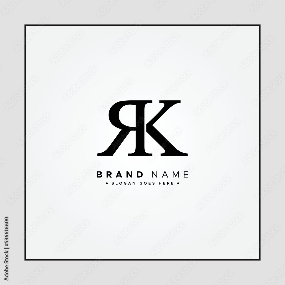 Initial Letter RK Logo - Simple Monogram Logo for Alphabet R and K ...