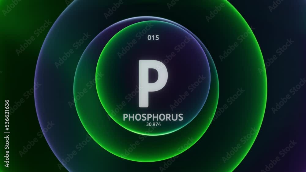 Phosphorus as Element 3 of the Periodic Table. Concept animation on ...