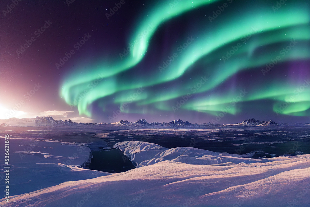 Arctic Landscape with Polar Lights 3D Artwork Beautiful Spectacular ...