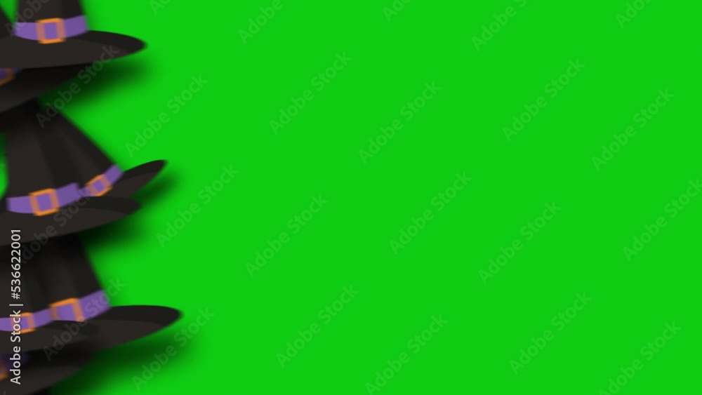 Vidéo Stock Halloween witch hat transition on a green screen. Cartoon ...