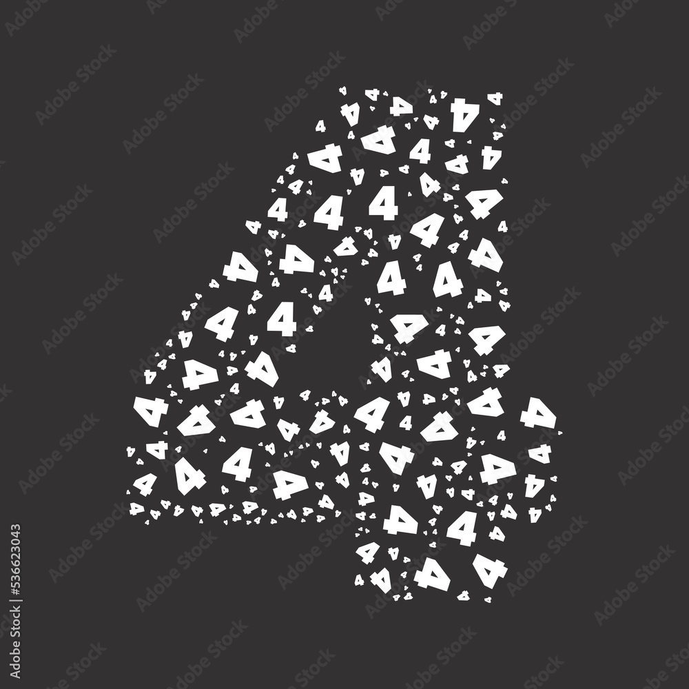 Number 4 shaped with tiny numbers for summits events poster titles ...