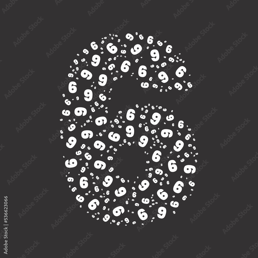 Number 6 shaped with tiny numbers for summits events poster titles ...