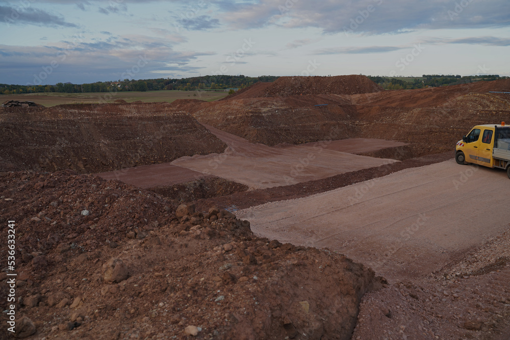 Excavation pit for the construction of the abutments for a bridge for ...