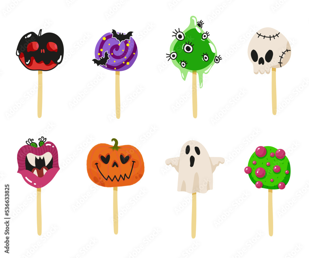 Halloween colorful cute candy, sweets, lollipop, trick o treat ...