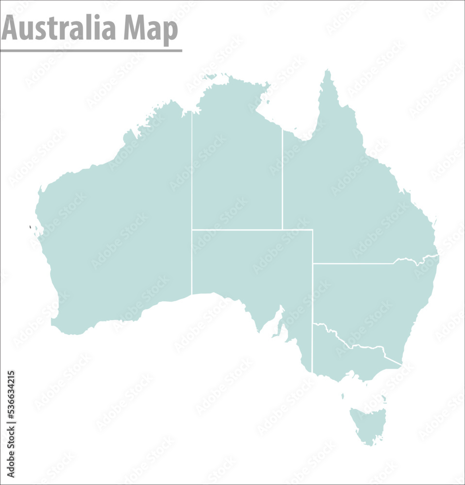 australia map illustration vector detailed australia map with states ...