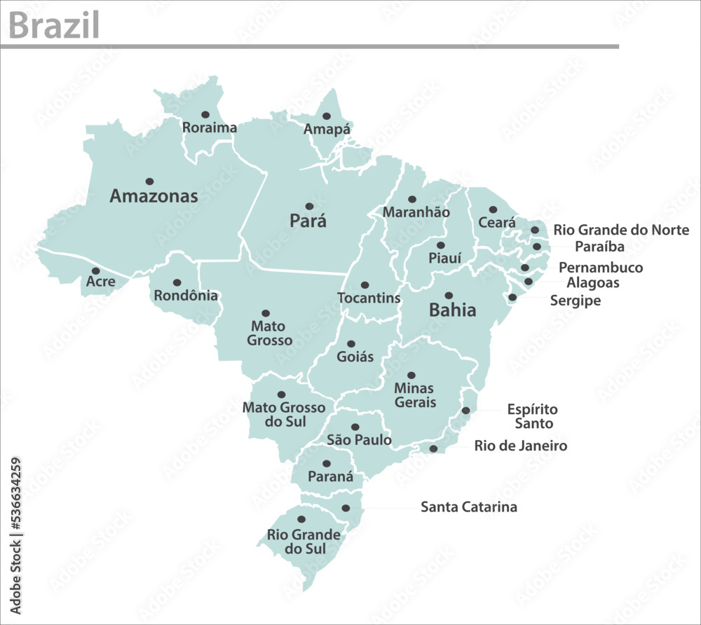 Vektorová grafika „Brazil map illustration vector detailed Brazil map ...