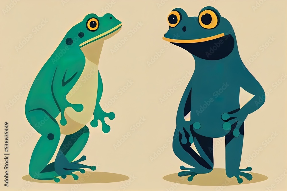 A frog dressed as a dinosaur, isolated 2d illustration. Standing ...