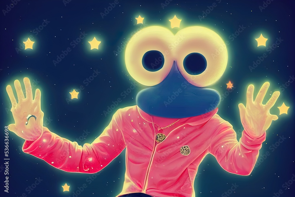 Star with hands in rocker pose. Funny and cute cartoon character, with ...