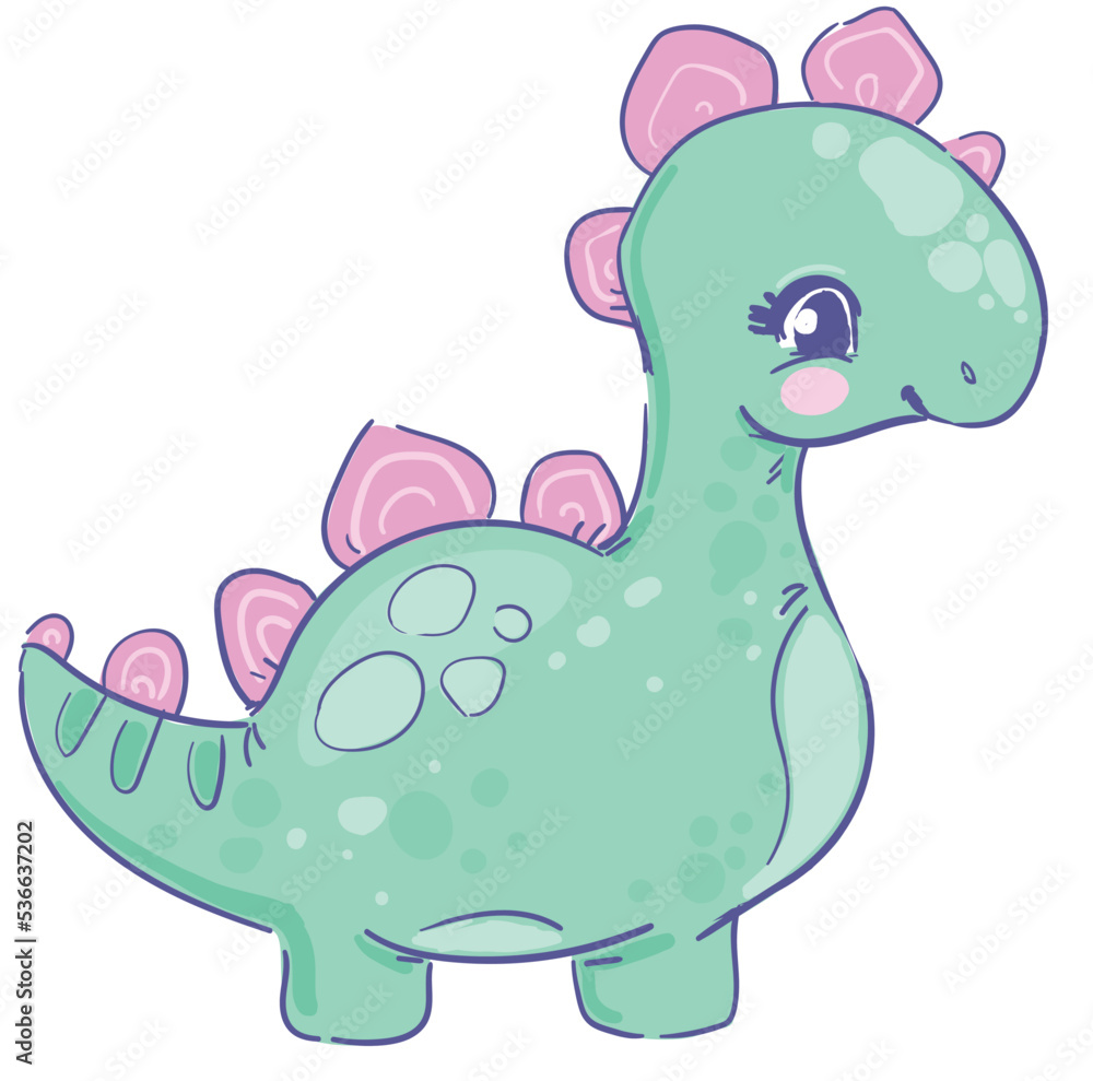 Hand drawn Cute dinosaur girl isolated on white background vector ...